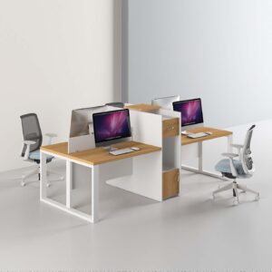 Bella Series 4 Cluster Workstation desk With Cabinet - floor2floor