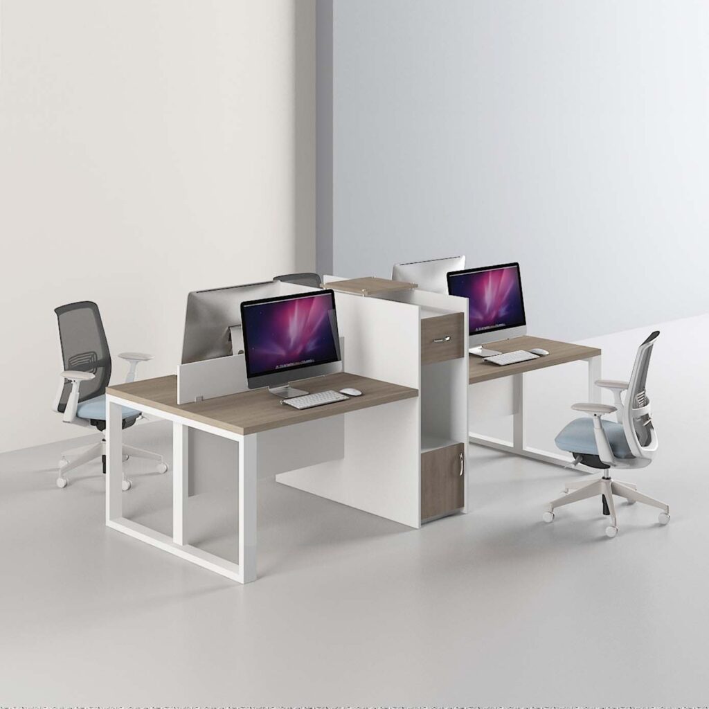 Bella Series 4 Cluster Workstation desk With Cabinet - floor2floor