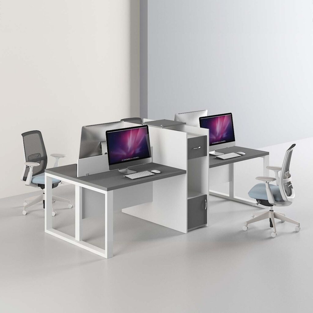Bella Series 4 Cluster Workstation desk With Cabinet - floor2floor