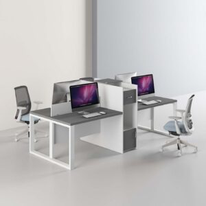 Bella Series 4 Cluster Workstation desk With Cabinet - floor2floor